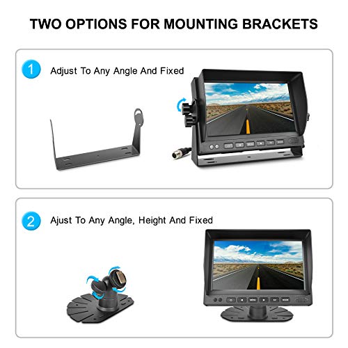 Backup Camera for Trucks with Monitor,7'' Reversing Monitor with Rear View Camera, 140 ° Wide Angle, 18 IR Night Vision,IP68 Waterproof for Trucks,RVs,Trailers,Bus,Vans,Large Vehicles.