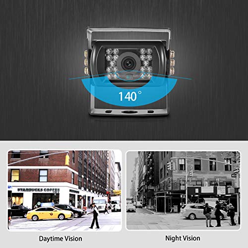 Backup Camera for Trucks with Monitor,7'' Reversing Monitor with Rear View Camera, 140 ° Wide Angle, 18 IR Night Vision,IP68 Waterproof for Trucks,RVs,Trailers,Bus,Vans,Large Vehicles.