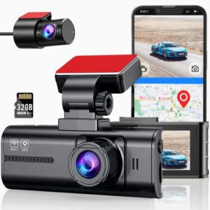 blueskysea 4k dual dashcam with 32g tf card, front rear dash camera built-in gps wifi, front 4k and rear 1080p dual car camera,3.16″ display,150° wide angle car camera with sony-starvis sensor