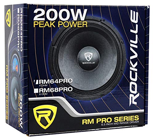 Rockville (2) RM64PRO 6.5" 400 Watt 4 Ohm SPL Mid-Bass Midrange Car Speakers