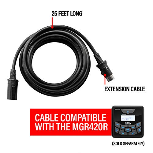 BOSS Audio Systems MGR25C - Optional 25 Foot Extension Wired Remote Control Cable Compatible with MGR420R Remote Control - Sold Separately, Black