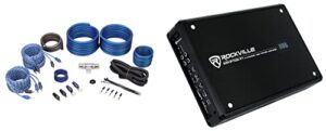 rockville krypton f1 1600w peak / 400w rms 4 channel car audio amplifier bundle rwk42 4 gauge installation wire kit (2) rca’s