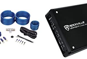 Rockville Krypton F1 1600w Peak / 400w RMS 4 Channel Car Audio Amplifier Bundle RWK42 4 Gauge Installation Wire Kit (2) RCA's