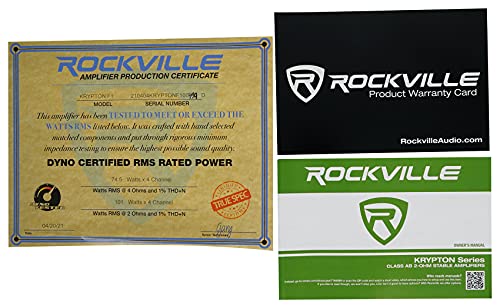 Rockville Krypton F1 1600w Peak / 400w RMS 4 Channel Car Audio Amplifier Bundle RWK42 4 Gauge Installation Wire Kit (2) RCA's