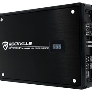 Rockville Krypton F1 1600w Peak / 400w RMS 4 Channel Car Audio Amplifier Bundle RWK42 4 Gauge Installation Wire Kit (2) RCA's