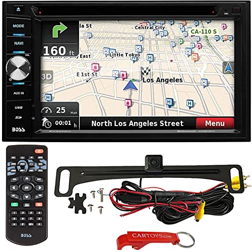 BOSS Audio Systems Elite BV960NV GPS Navigation Car Stereo Safe Driver's Bundle w/ ACAM4 Backup Camera. Bluetooth 2-DIN CD Digital Receiver, 6.2" Screen, Built-in GPS w/ Turn-by-Turn Voice Guidance