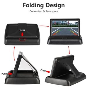 EZoneTronics 4.3" Car Auto Foldable Monitor LCD Screen Dash Stand , 12-24V Input Universal for Backup Camera Screen/Rear View/DVD/Media Player for Truck Auto 2 RCA Video Channels