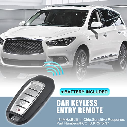 X AUTOHAUX 434MHz KR5TXN7 Replacement Smart Proximity Insert Keyless Entry Remote Key Fob for Infiniti QX60 2019-2020 for QX50 2020-2022 for Infin5 Buttons 4A Chip 285E3-9NR4A S180144709