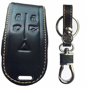 Rpkey Leather Keyless Entry Remote Control Key Fob Cover Case protector For Jaguar X S-Type XF XK XKR 5B KR55WK49244 KR55WK45694