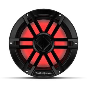 rockford fosgate m1d4-12b color optix 12″ dvc 4-ohm multicolor led lighted marine subwoofer – black