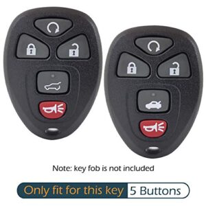 2Pcs Silicone 5 Buttons Key Fob Cover Remote Case Protector Skin Compatible with Chevrolet Cobalt Malibu Suburban Tahoe Traverse GMC Acadia Yukon Buick Enclave LaCrosse Cadillac Escalade SRX (Black)