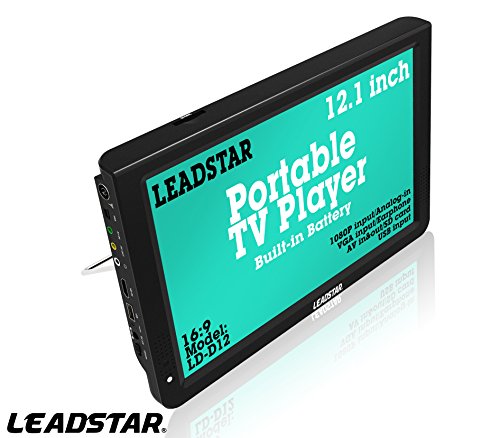 12 Inch Portable Digital ATSC TFT HD Screen Freeview LED TV for Car,Caravan,Camping,Outdoor or Kitchen.Built-in Battery Television/Monitor with Multimedia Player Support USB Card LEADSTAR