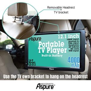 12 Inch Portable Digital ATSC TFT HD Screen Freeview LED TV for Car,Caravan,Camping,Outdoor or Kitchen.Built-in Battery Television/Monitor with Multimedia Player Support USB Card LEADSTAR