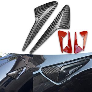 carbar tesla side camera cover for model 3 model y 2017-2023 real carbon fiber side camera protective cover exterior car accessories (2pcs glossy carbon fiber)