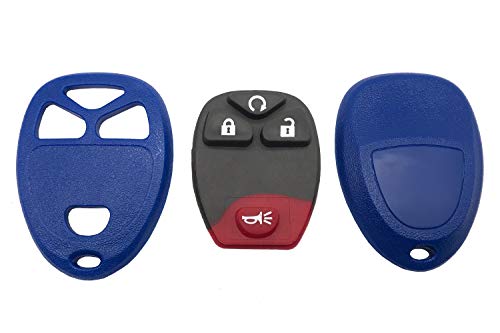 Replacement Key Fob Cover Case fit for 2007 2008 2009-2016 Chevy GMC Pontiac Saturn Suzuki Cadillac Buick Keyless Entry Remote Key Fob (Blue, 4 Buttons)