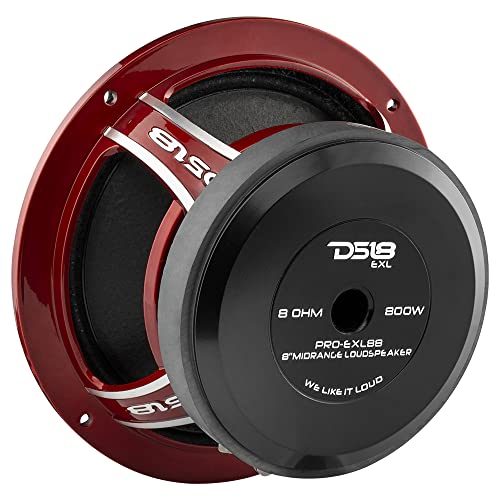 DS18 PRO-EXL88 Loudspeaker - 8", Midrange, Red Aluminum Basket, 800W Max, 400W RMS, 8 Ohms, Ferrite Magnet - for The People Who Live and Breathe Car Audio (1 Speaker)