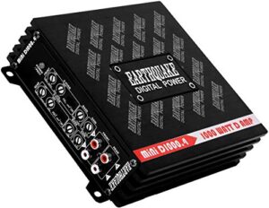 earthquake sound mini d1000.4 (gen 2) stereo class d 4-channel car amplifier, 1000 watts