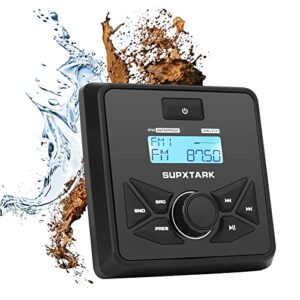 marine stereo radio 4x45w gauge mounting wb/am/fm tuner bluetooth receiver for boat, utv, golf cart