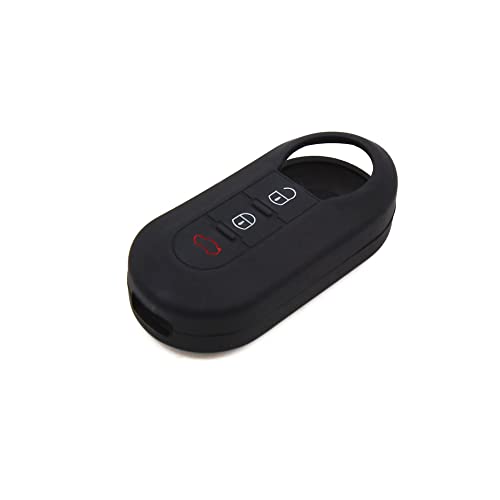 uxcell 3 Button Car Remote Key Cover Case Protective Replacement Black Silicone for Fiat 500 Viaggio Ottimo Tipo