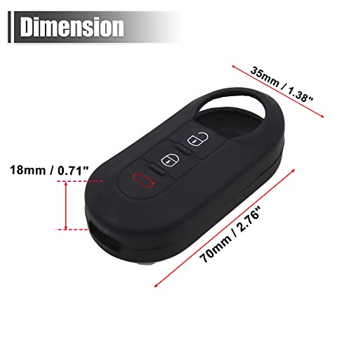 uxcell 3 Button Car Remote Key Cover Case Protective Replacement Black Silicone for Fiat 500 Viaggio Ottimo Tipo