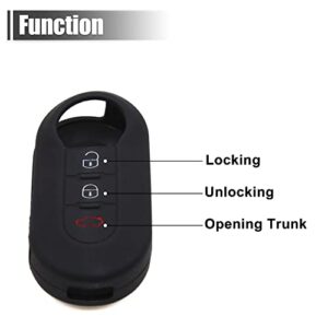 uxcell 3 Button Car Remote Key Cover Case Protective Replacement Black Silicone for Fiat 500 Viaggio Ottimo Tipo