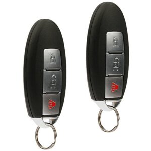 key fob keyless entry remote compatible with nissan frontier armada murano pathfinder quest sentra titan versa xterra/infiniti qx4 fx35 fx45 (kbrastu15) smart conversion, set of 2