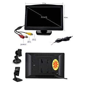 Padarsey 5 Inch TFT LCD Car Color Rear View Monitor Screen for Parking Rear View Backup Camera with 2 Optional Bracket(Suckers Mount and Normal Adhesive Stand)