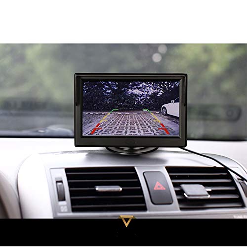 Padarsey 5 Inch TFT LCD Car Color Rear View Monitor Screen for Parking Rear View Backup Camera with 2 Optional Bracket(Suckers Mount and Normal Adhesive Stand)