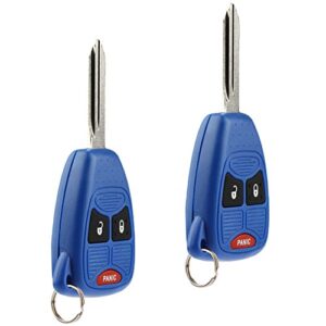 key fob keyless entry remote fits chrysler aspen pt cruiser/dodge caliber dakota durango magnum nitro ram/jeep compass patriot wrangler/mitsubishi raider (blue), set of 2