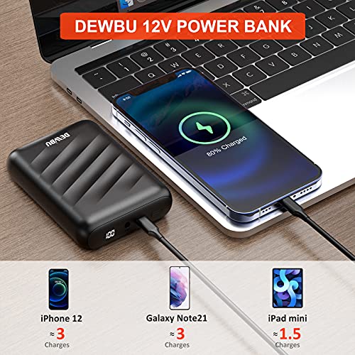 DEWBU Power Bank 12V Battery with Intelligent Led Display Battery Charger for Heated Jacket, Outdoor Electric Heating Coat, iPhone, iPad, Samsung Galaxy, Android, and Other Smart Devices