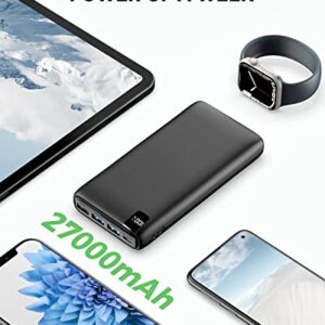 FEELLE Power Bank Portable Charger - 27000mAh USB C in & Out PD Fast Charger QC3.0 22.5W 4 Outputs External Battery Pack Compatible with iPhone, Samsung, Google, LG, Tablet and More