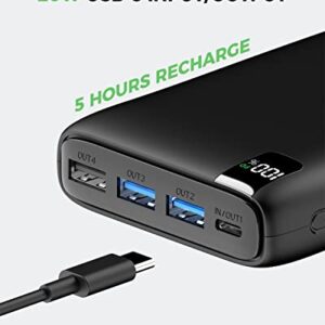 FEELLE Power Bank Portable Charger - 27000mAh USB C in & Out PD Fast Charger QC3.0 22.5W 4 Outputs External Battery Pack Compatible with iPhone, Samsung, Google, LG, Tablet and More