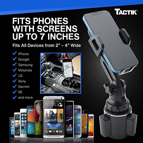 TACTIK Cup Holder Phone Mount Car Phone Holder Mount - Cell Phone Holder Car Adjustable 360° Rotation - Universal iPhone Holder for Car - Compatible with iPhone, Samsung Android, Google, Moto & More