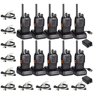 tidradio td-v2 two way radio rechargeable 2 way radio vox long range 2-way radios walkie talkies for adults with secret service earpiece (10 radio)