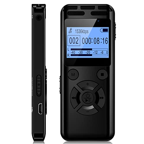 64GB Digital Voice Recorder, Wevoor Voice Activated Recorder with 560mAh Large Capacity Battery, Professional Recording Device with Playback, Password, Timed recording, Repeat, Variable Speed Playback