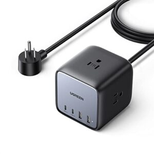 ugreen 65w charging station, diginest cube gan 7-in-1 usb c power strip for home and office with 6ft extension cord, 3 outlets, 2 usb c, 2 usb a, compatible with iphone 14, galaxy s23, ipad, macbook