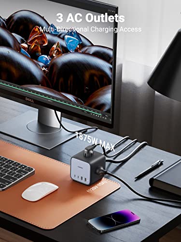 UGREEN 65W Charging Station, DigiNest Cube GaN 7-in-1 USB C Power Strip for Home and Office with 6ft Extension Cord, 3 Outlets, 2 USB C, 2 USB A, Compatible with iPhone 14, Galaxy S23, iPad, MacBook