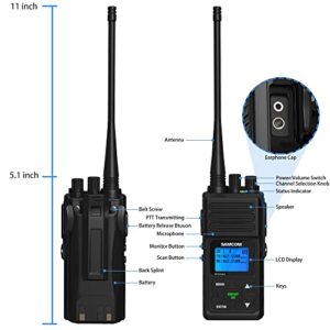 SAMCOM Two Way Radio Long Range Rechargeable, 5W 2 Way Radio High Power Walkie Talkie for Adults with Multi-Unit Charger, Heavy Duty Programmable UHF Radios (6 Pcs Radio + 6 Way Charger Gang)