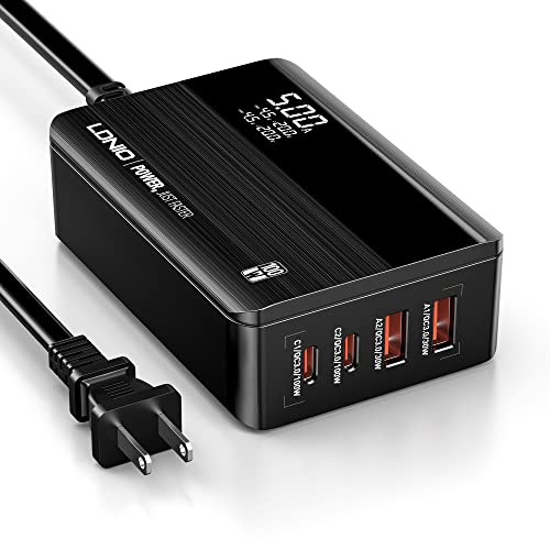 USB C Charger, LDNIO 100W PD Fast GaN Charger with LED Display, 4-Port USB C Charging Station with 2USB-C, 2USB for MacBook Pro/Air, iPad, Laptops, iPhone, Samsung Galaxy, Steam Deck and More