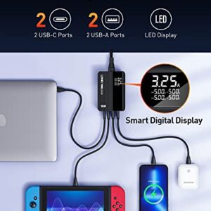 USB C Charger, LDNIO 100W PD Fast GaN Charger with LED Display, 4-Port USB C Charging Station with 2USB-C, 2USB for MacBook Pro/Air, iPad, Laptops, iPhone, Samsung Galaxy, Steam Deck and More