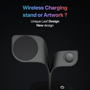 Greenlemon Mag Safe Charger Station 3 in 1 Wireless Charging Station for Apple with LED and Adapter Desk Magnetic Charger for iPhone 14,13,12 Pro/Max/Mini/Plus, Watch 8/7/6/SE/5/4, Airpods 3/2/Pro