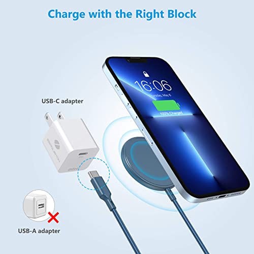 ZEROLEMON Magnetic Wireless Charger [10ft], Compatible with Mag-Safe Charger, Fast Wireless Charging Pad for iPhone 14/14 Plus/14 Pro Max, iPhone 13/12 Mini/ 12 Pro Max/AirPods - Rugged Blue