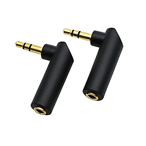 3.5mm Angle Male to Female Audio Adapter, 90 Degree Right Angle Gold-Plated TRS Stereo Jack Plug AUX Connector Compatible with Headset, Tablets, MP3 Players, Game Controller, Speakers(2 Pack)