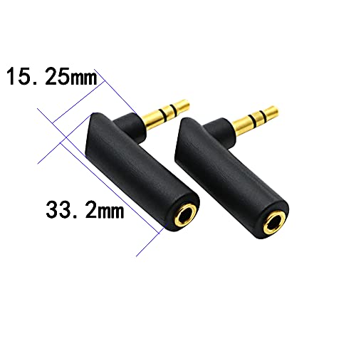 3.5mm Angle Male to Female Audio Adapter, 90 Degree Right Angle Gold-Plated TRS Stereo Jack Plug AUX Connector Compatible with Headset, Tablets, MP3 Players, Game Controller, Speakers(2 Pack)