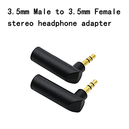 3.5mm Angle Male to Female Audio Adapter, 90 Degree Right Angle Gold-Plated TRS Stereo Jack Plug AUX Connector Compatible with Headset, Tablets, MP3 Players, Game Controller, Speakers(2 Pack)