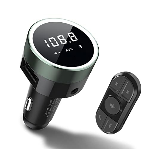 MEIDI Bluetooth FM Transmitter for Car, Bluetooth Car Adapter with Remote, Wireless Car Radio Adapter, Hands-Free Call/ MP3 Music Player/LED Colors/USB Port/U Disk