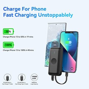 Apple Watch Charger, 10000mAh Portable Charger for iWatch, Small Power Bank20W/18W Fast Charging Built in Cable,Compatible with Apple Watch Series Ultra/ 8/7/6/Se/5/4/3/2/iPhone14/13/12/11