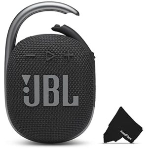 jbl clip 4 shower speaker | waterproof bluetooth speaker | includes jbl clip 4 bluetooth portable speaker and mircofiber cloth | mini bluetooth speaker, beach | black