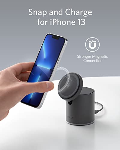 Anker Magnetic Wireless Charger, 623 MagGo 2-in-1 Charging Station with 20W USB-C Charger, for iPhone 14/14 Pro/14 Pro Max/13/13 Pro Max, AirPods Pro (Interstellar Gray)