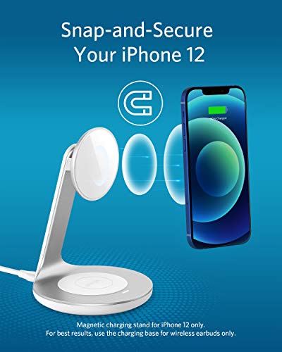 Anker Wireless Charger, PowerWave Magnetic 2-in-1 Stand with 4 ft USB-C Cable, Wireless Charging Station Only for iPhone 14/14 Pro/14 Pro Max/13/13 Pro Max / AirPods Pro (No AC Adapter)